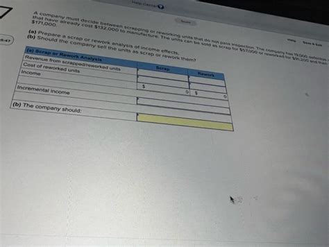 Solved That Have 171000 A Prepare A Scrap Or Rework