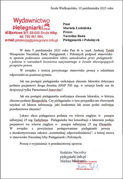 Szok izba pielęgniarek napisała stanowisko pielęgniarki w szoku