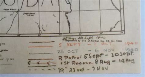 British Patrol Map Covering The Libyan Desert Used During The Italian