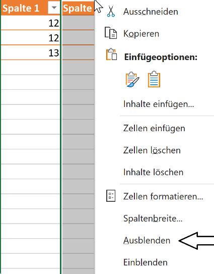 Spalten In Excel Ausblenden 3 Optionen Für Tabellen