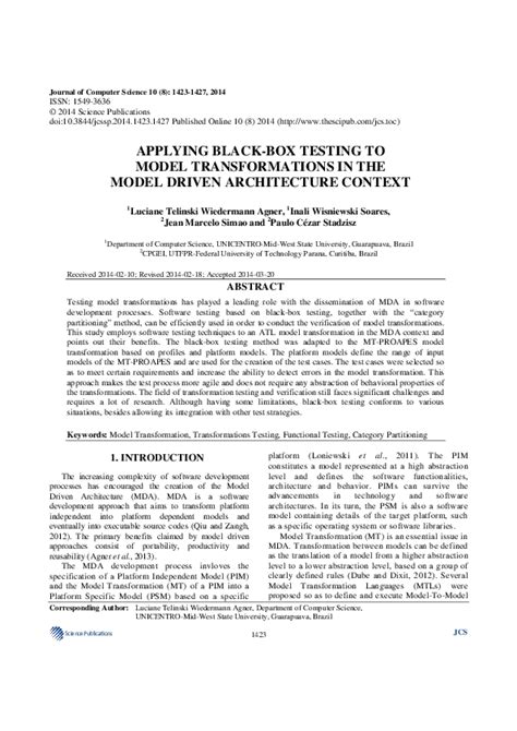 Pdf Applying Black Box Testing To Model Transformations In The Model