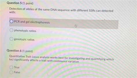 Solved Question Point Detection Of Alleles Of The Same Chegg