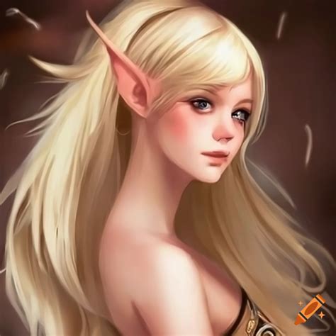 Art Of A Cute Elf Lady With Long Blonde Hair