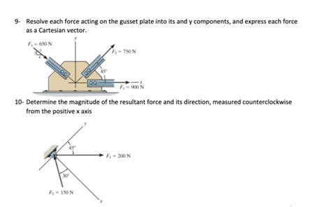 Solved 9 Resolve Each Force Acting On The Gusset Plate Into