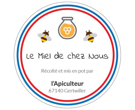 Étiquette couvercle pot de miel 500 grammes à personnaliser