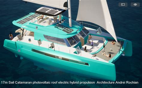 17m Sail Catamaran Solar Photovoltaic Roof Electric Hybrid Propulsion