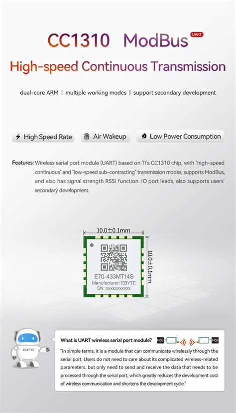 Ebyte E70 433mt14s Ultra Wireless Module Uart Based On Tis Cc1310