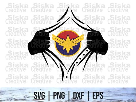 Rip Tear Shirt Superhero Captain Marvel Svg Vectorency