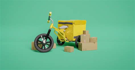 배달 배낭과 골판지 상자가 있는 노란색 어린이 세발자전거 3d 렌더링 사진 Unsplash의 유년 시대 이미지