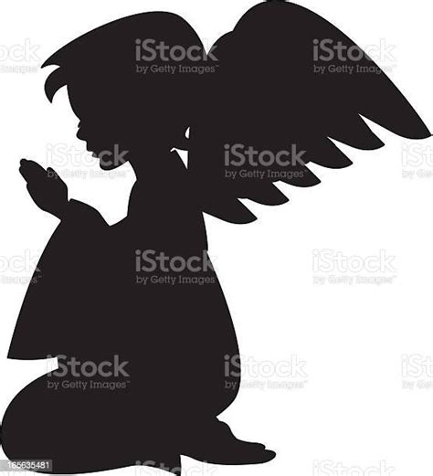 Lucu Berdoa Angel Siluet Ilustrasi Stok Unduh Gambar Sekarang