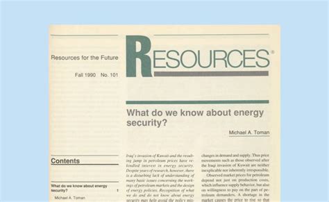 Issue 101 What Do We Know About Energy Security