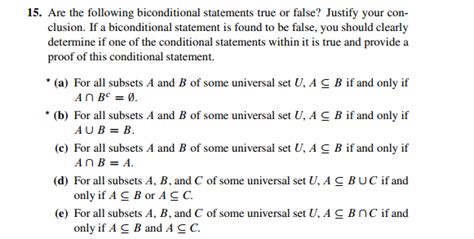 Solved Are The Following Biconditional Statements True Or