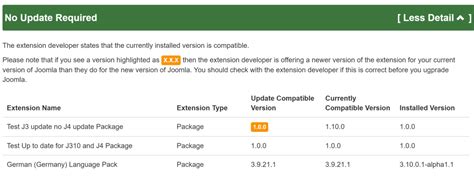 Pre Update Check Joomla Documentation