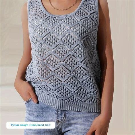 Топ с популярным узором Подбор схемы от участницы канала Елены Lenkomknit 🌿Тут видно какой