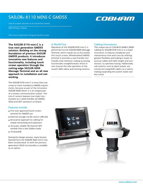 Sailor 6110 Mini C Gmdss Product Sheet Pdf Usb Digital Technology