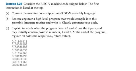 Solved Exercise 626 Consider The Risc V Machine Code