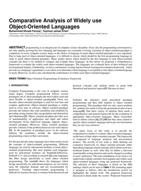 Pdf Comparative Analysis Of Widely Use Object Oriented Languages