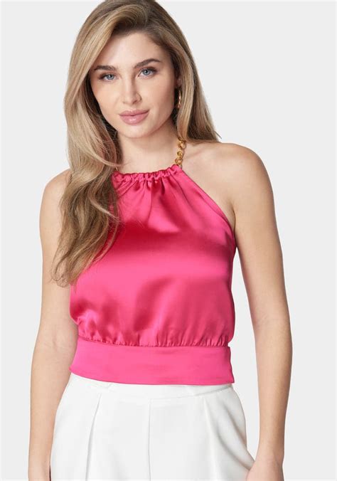 Chain Link Tie Back Halter Top Bebe