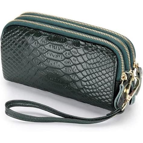Portefeuille Femmes En Cuir Tendance En Cuir À Trois Couches Longs Portefeuille De Grande