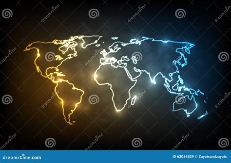Glowing World Map Vector Illustration 113563914