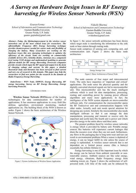 Pdf A Survey On Hardware Design Issues In Rf Energy Harvesting For