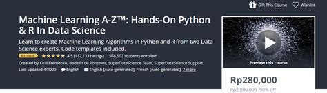 Machine Learning A Z Hands On Python R In Data Science E Learning For All