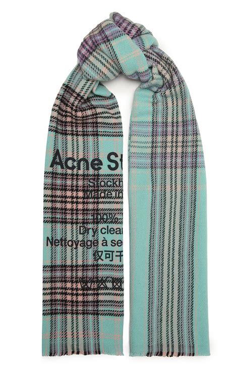Женский мятный шерстяной шарф ACNE STUDIOS купить в интернет-магазине ...