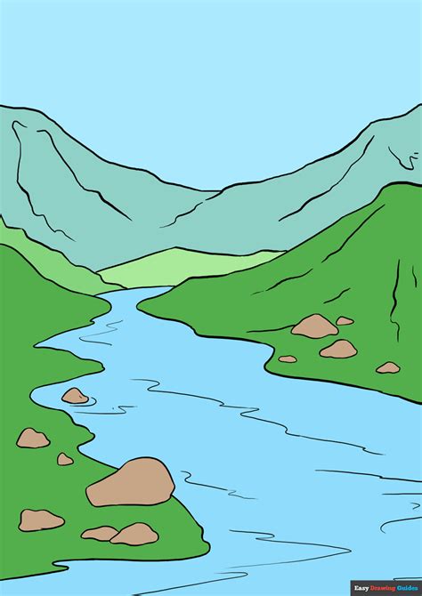 How To Draw A River Really Easy Drawing Tutorial Drawing Tutorial