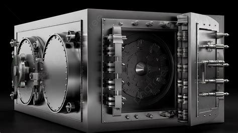 Isolated 3d Render Of A Steel Bank Safe Or Vault Background Vault