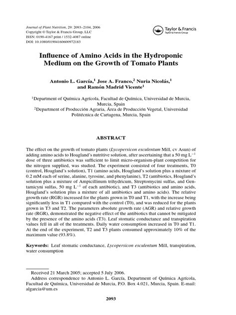 اسید آمینه در هیدروپونیک Pdf