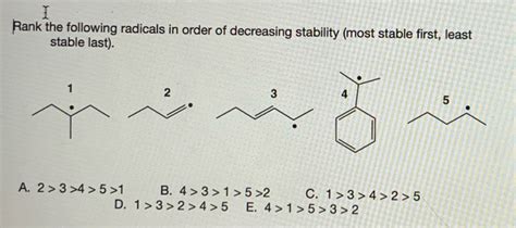 Solved S Rank the following radicals in order of decreasing | Chegg.com