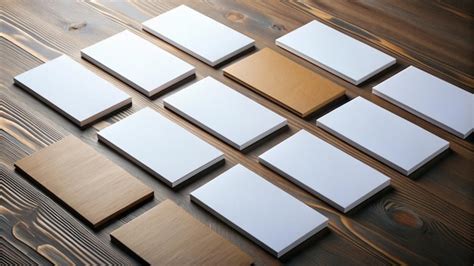 A Row Of White Squares On A Wooden Table Premium Ai Generated Image
