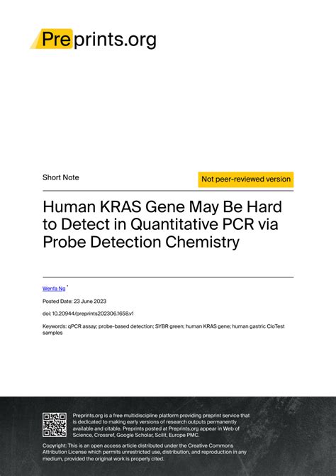 Pdf Human Kras Gene May Be Hard To Detect In Quantitative Pcr Via Probe Detection Chemistry