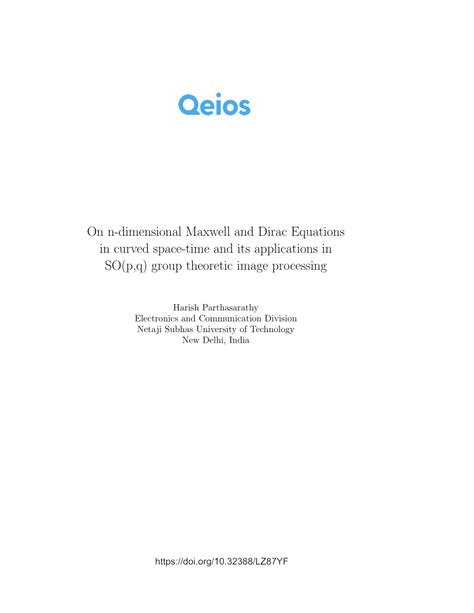 Pdf On N Dimensional Maxwell And Dirac Equations In Curved Space Time
