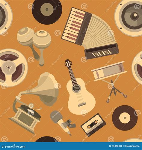 Seamless Pattern Musical Instruments Stock Vector Illustration Of