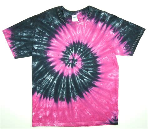 Adult Pink And Black Spiral Tie Dye T Shirt Mens Or