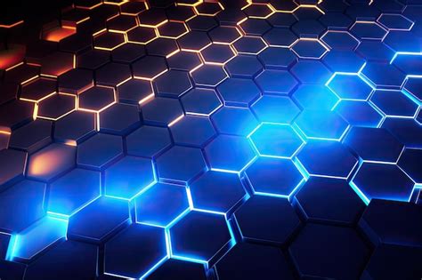 Premium Ai Image 3d Rendering Of Abstract Background With Hexagons Glowing In The Dark