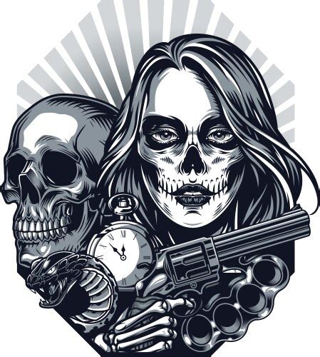 Vintage Chicano Style Tattoo Template Royalty Free Vector
