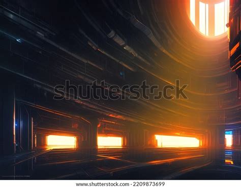 Scifi Interior Spaceship Future Illustration Concept Stock Illustration