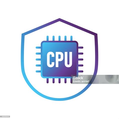 보안 쉴드 아이콘입니다 Cpu 기호가 있는 쉴드 컴퓨터 보안의 개념 그라데이션 스타일 개요 벡터 일러스트레이션 벡터 아이콘 개념 Cpu에 대한 스톡 벡터 아트 및 기타