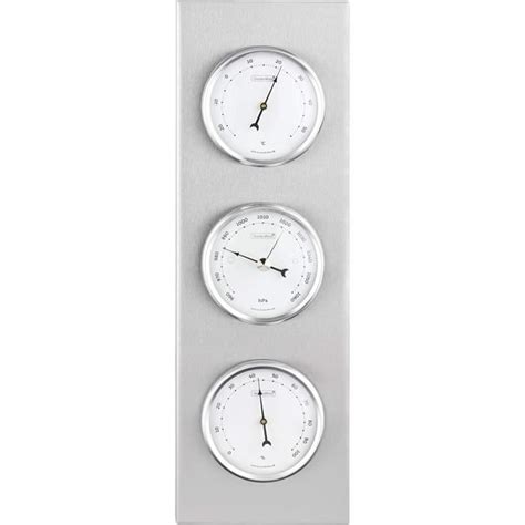 Station météo analogique design BOB en INOX baromètre thermomètre