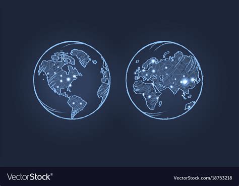 Planet Earth From Two Sides Royalty Free Vector Image