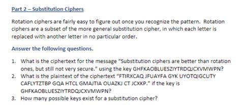 Solved Part 2 Substitution Ciphers Rotation Ciphers Are