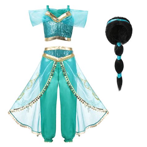 Girls Princess Jasmine Costume Set Aladdins Lamp Cosplay Arabian