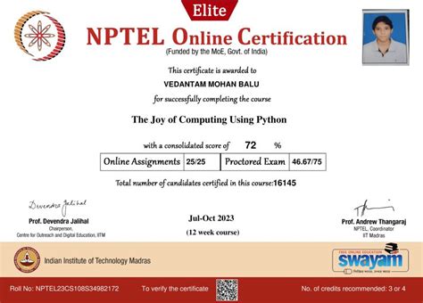 Mohan Balu On Linkedin Title Nptel Python Certification Achievement Description I Am Excited To