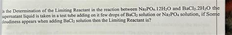 Solved In The Determination Of The Limiting Reactant In The Chegg Com