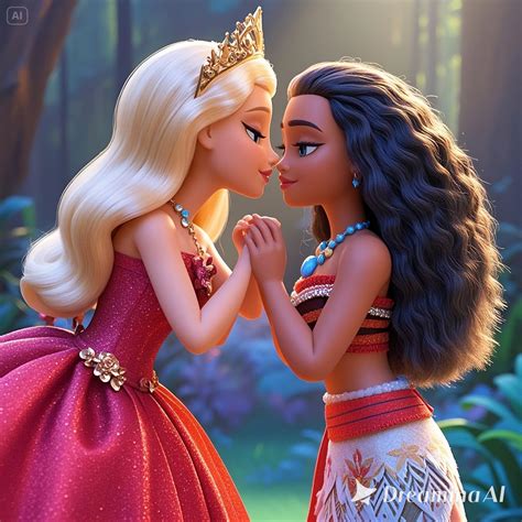 Barbie Princess Red Dress Kissing Moana By Lokmenghong560617 On
