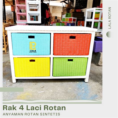 Jual LEMARI KABINET RAK LACI ROTAN SUSUN ISI LACI DATAR ROTAN SINTETIS MULTIFUNGSI