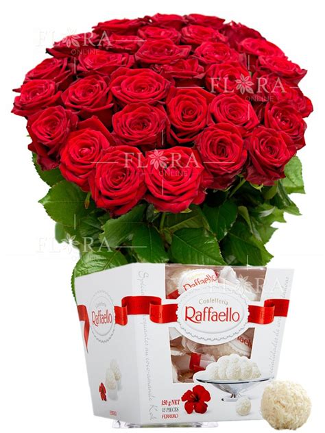 Dárkový set růží a Raffaello | Flora Online