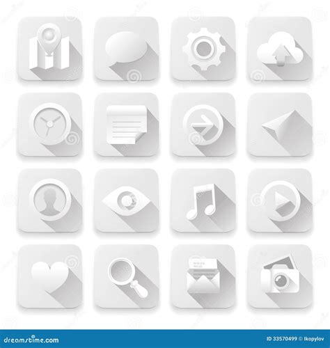 white flat icons web design elements stock vector illustration of